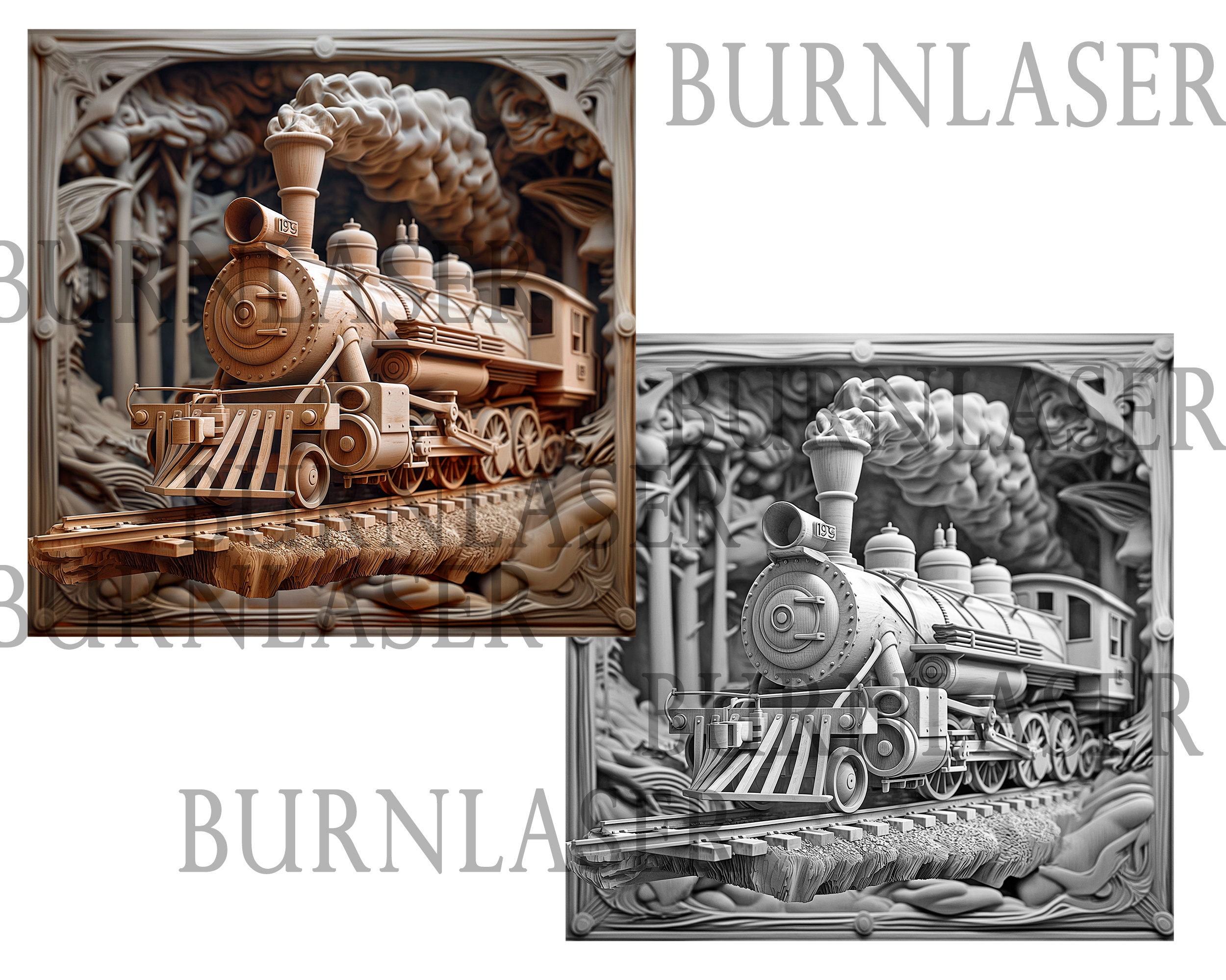 Train Laser Engraving File – 3D Illusion Wall Art (PNG & Lightburn) - Etsy