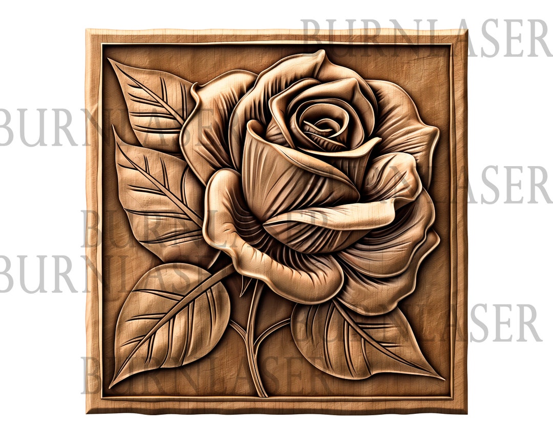 Laser Engraving PNG 3D Floral Rose Lightburn Engraving Laser Decor 3D ...