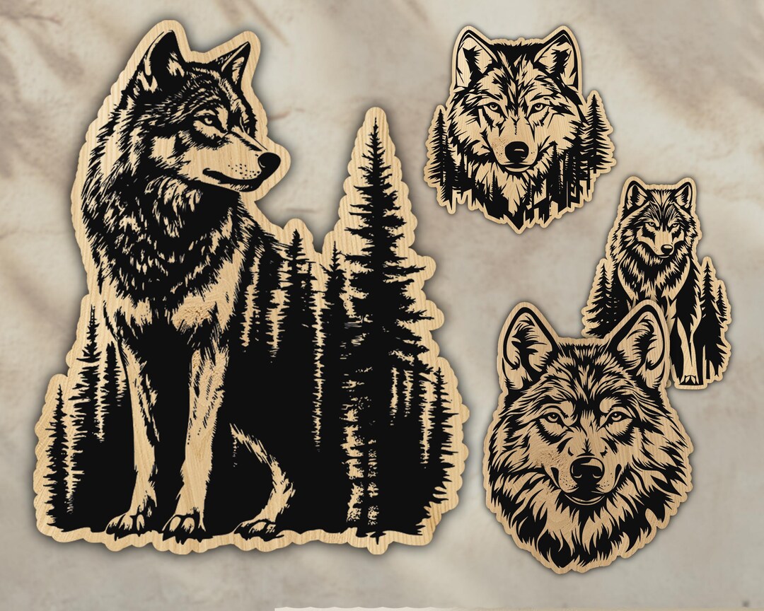 Wolf Laser Cut Files - Wood Art Engraving SVG, Glowforge Xtool (digital ...