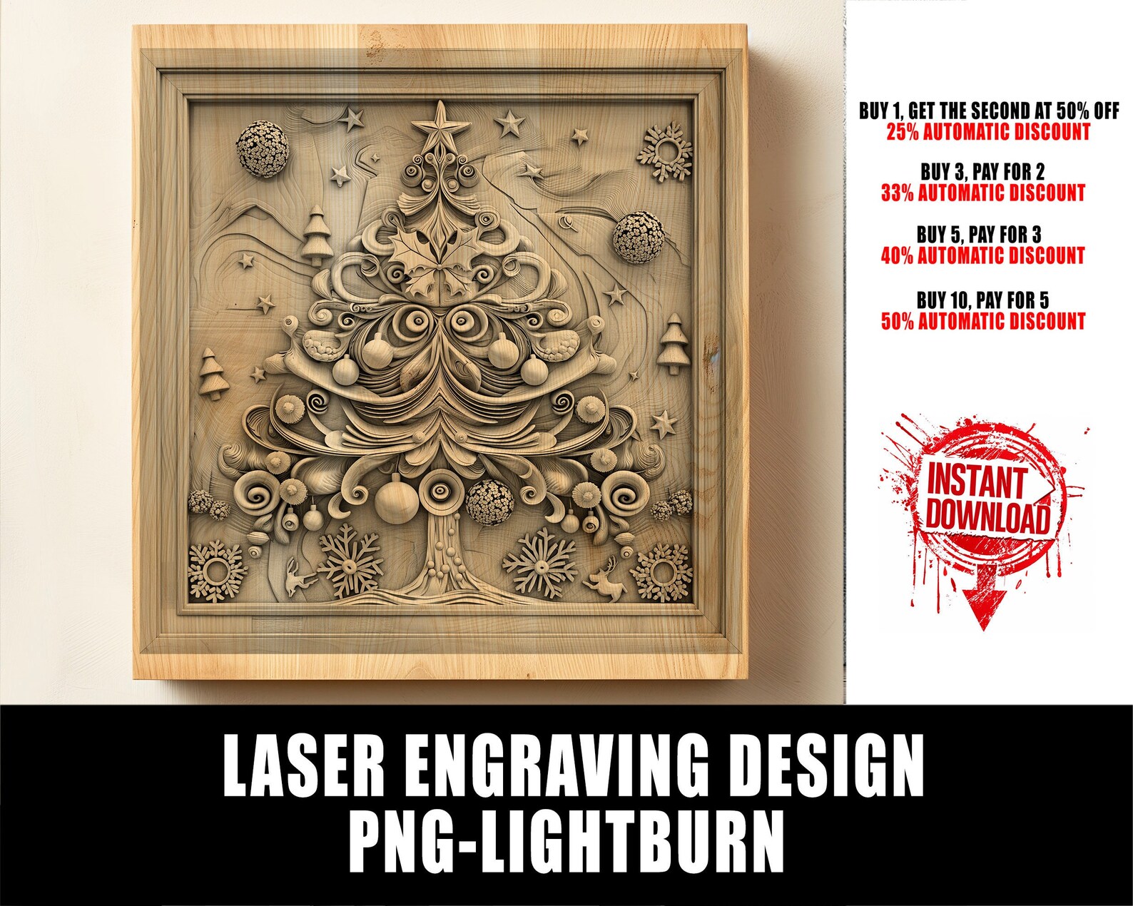 Christmas Tree - Laser Engraving File 3d Illusion | PNG and Lightburn ...