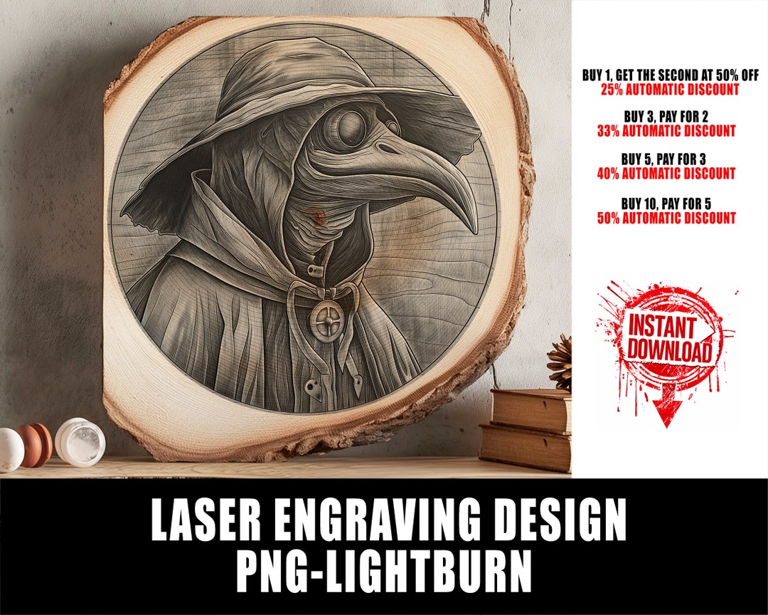 Plague Doctor Laser Engraving File 3d Illusion PNG and Lightburn File ...