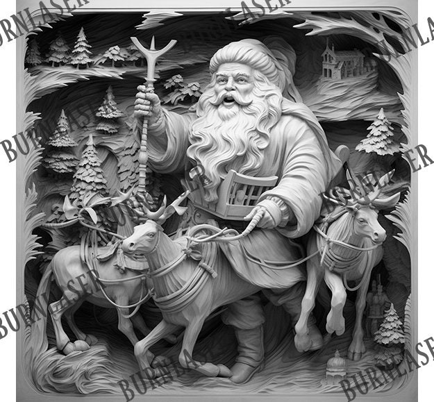 Laser Engraving Santa Engraved PNG Engraving 3D Illusion Laser Ready ...