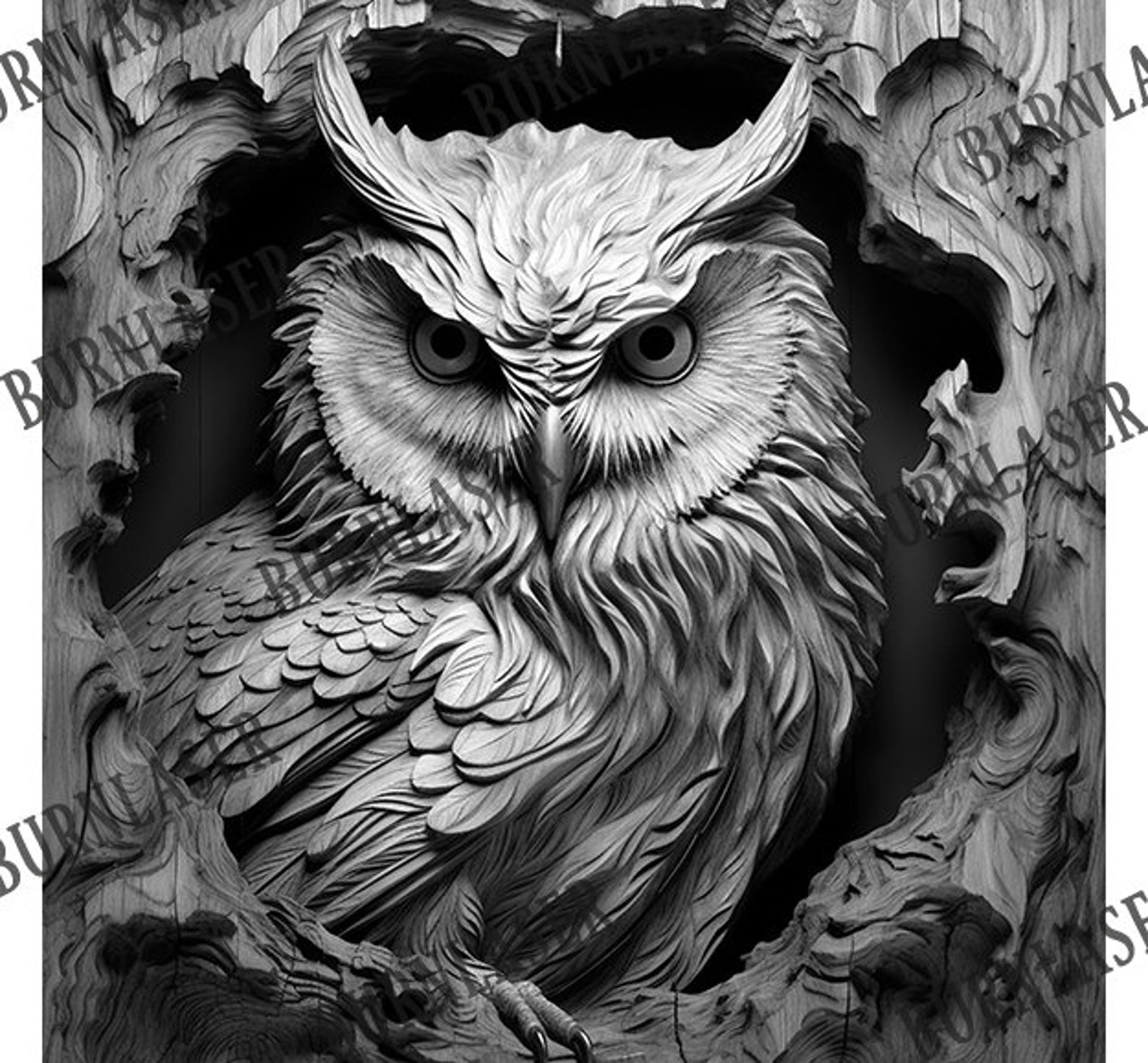 Laser Engraving PNG Owl Engraved Laser Decor 3D Illusion Laser Ready ...
