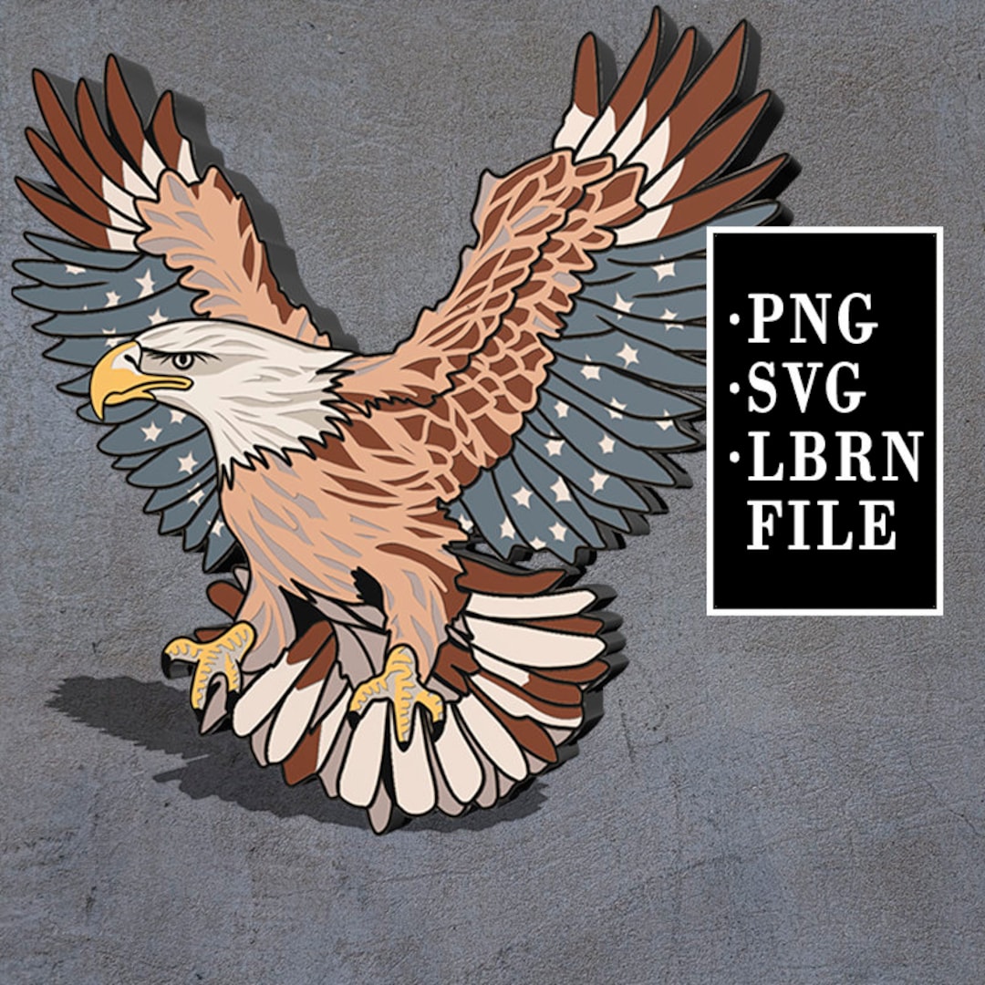 Patriotic Multilayer 9-layer Laser Cut Eagle | SVG, Lightburn, PNG ...