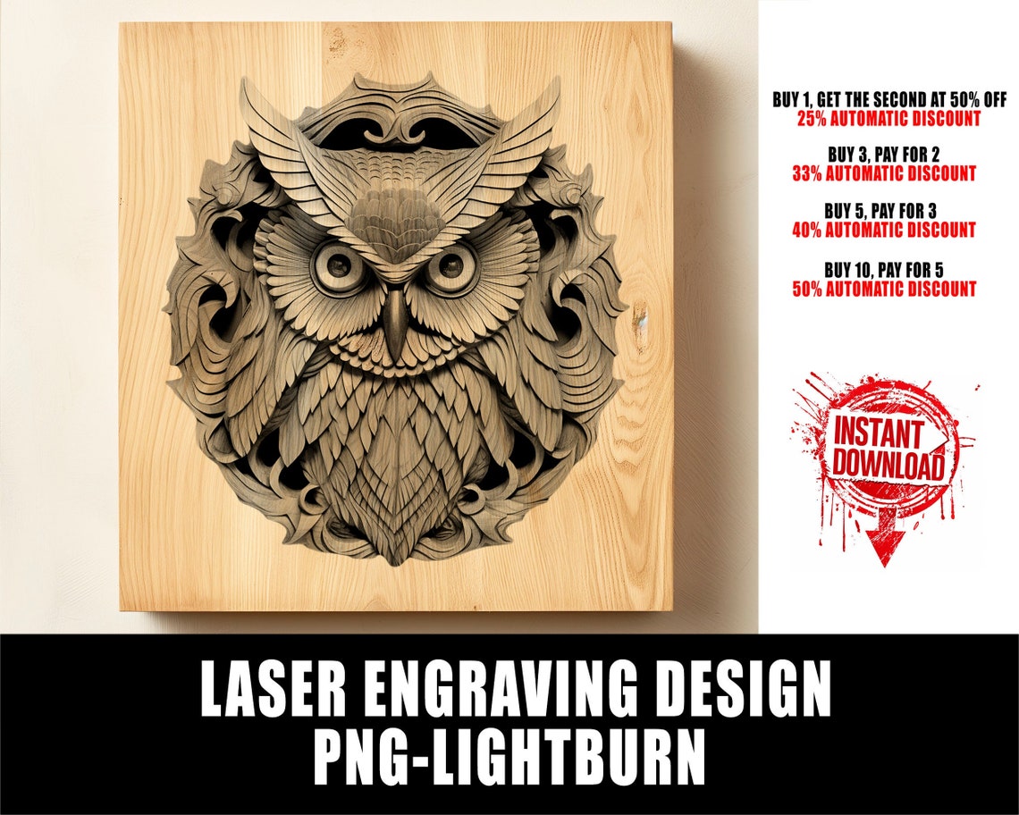 Owl Laser Engraving File - 3D Illusion, Lightburn Ready (PNG) - Etsy