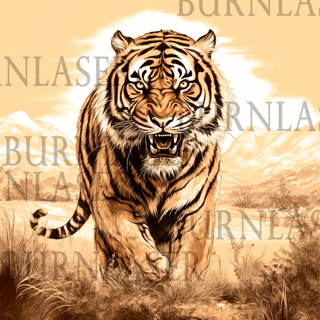 3D Tiger Laser Engraving File – Wall Art Design (PNG and Lightburn File ...