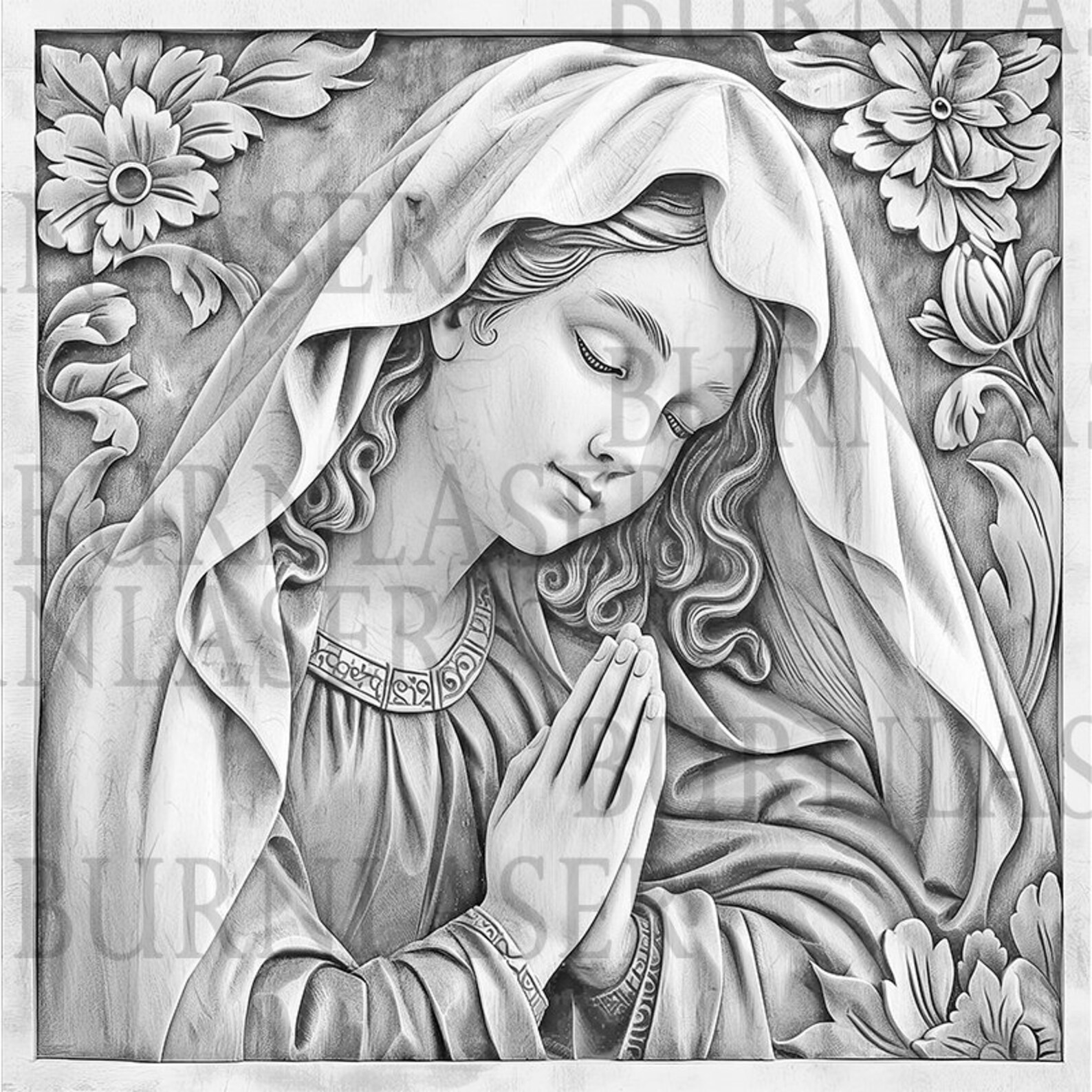 Laser Engraving File 3d Illusion - Virgin Mary | PNG and Lightburn File ...