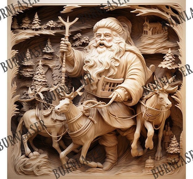 Laser Engraving Santa Engraved PNG Engraving 3D Illusion Laser Ready ...