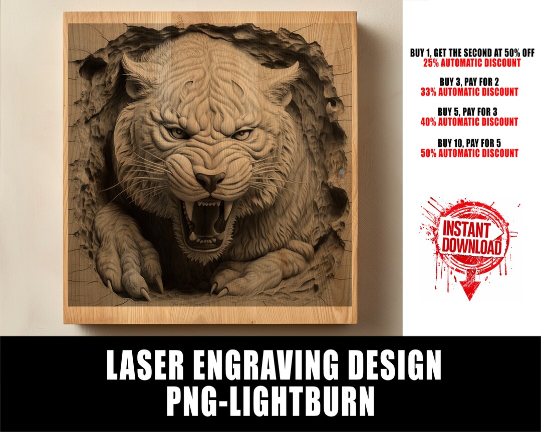 Tiger Laser Engraving PNG Lightburn Engraving File Laser Design Digital ...