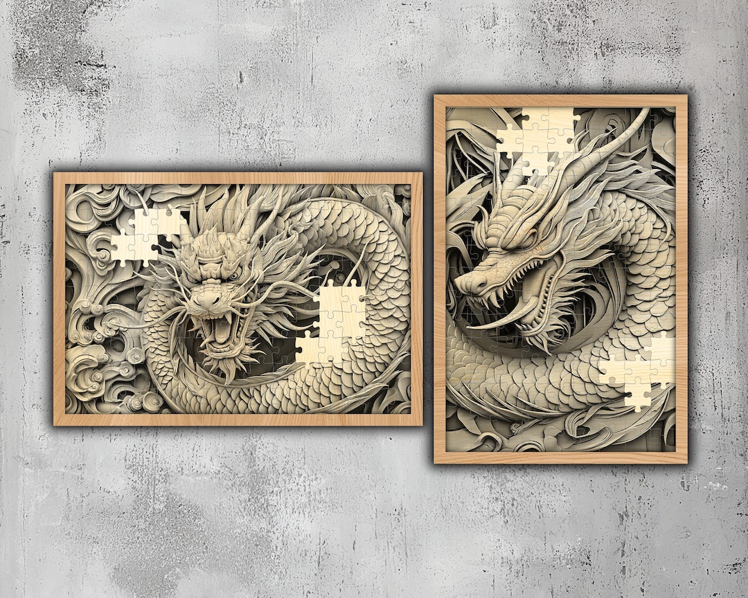 Laser Engraved PNG Dragon Puzzles | 135piece Jigsaw - Ready Cut File ...