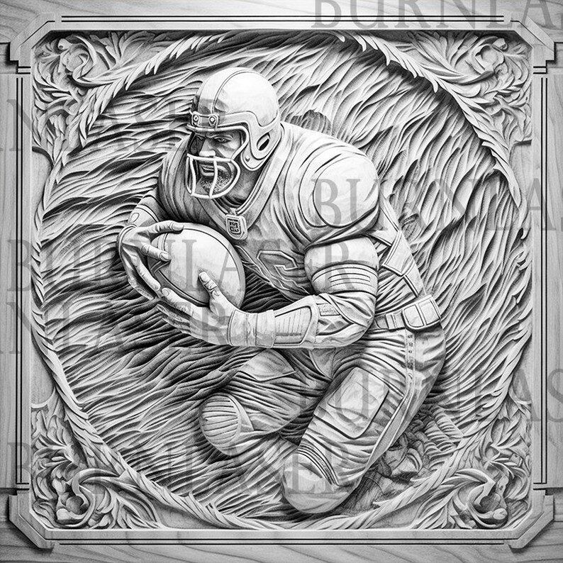 Football Laser Engraved File – 3D Illusion Design (PNG Lightburn File ...