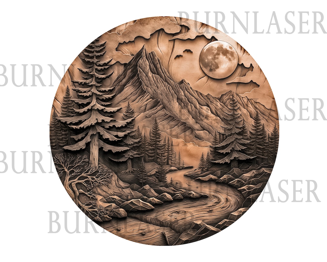 Laser Engraving PNG Landscape Laser Engraved 3D Illusion Laser Ready ...