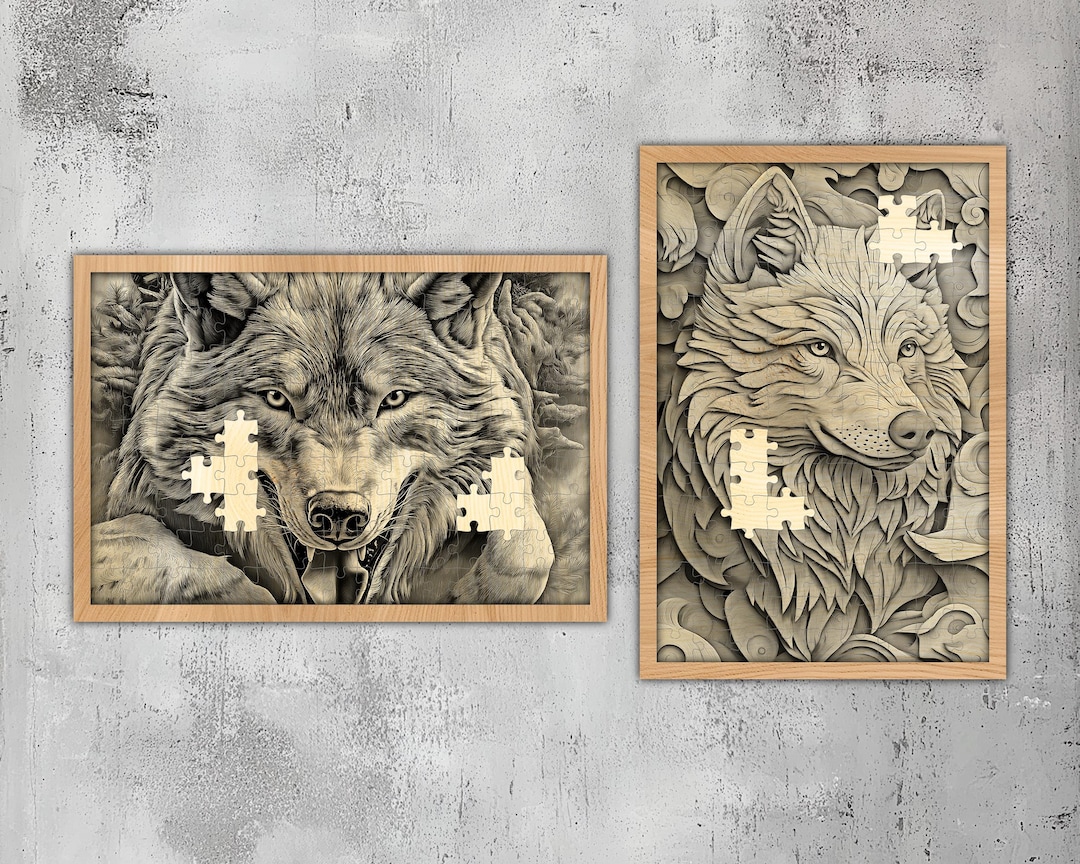 Laser Engraved PNG Wolf Puzzles | 135piece Wild Life Jigsaw - Ready Cut ...