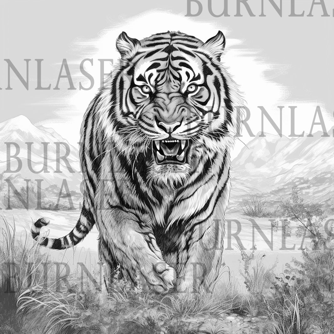 3D Tiger Laser Engraving File – Wall Art Design (PNG and Lightburn File ...