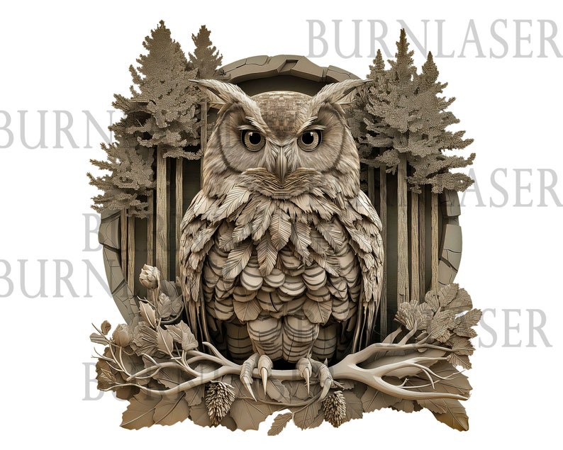 Owl Laser Engraving File – 3D Illusion Art, PNG Lightburn (digital ...