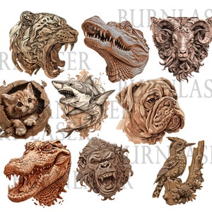 Bundle X60 Laser Engraving PNG | Laser Engraved Animals | 3D Illusion ...