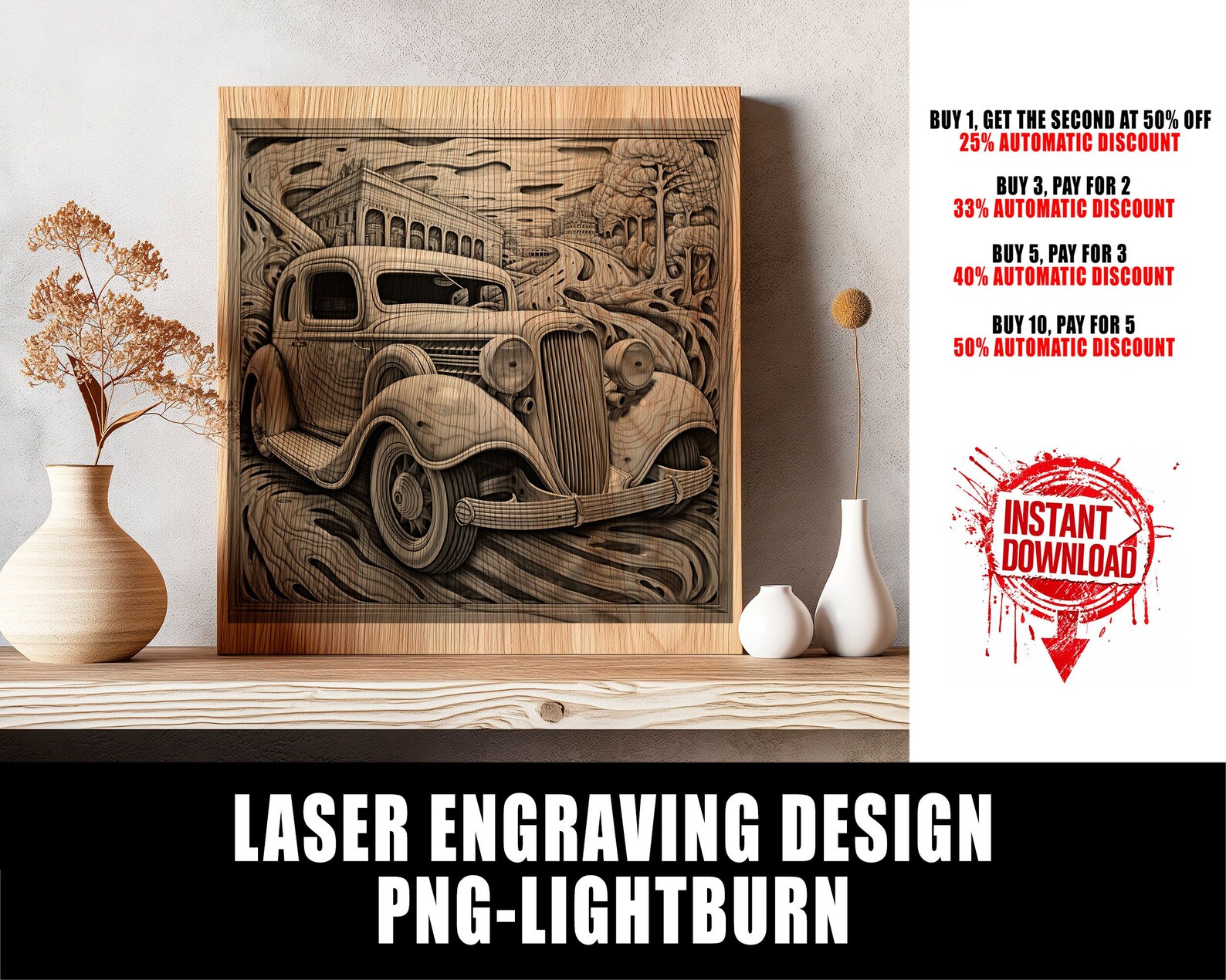 3D Car Laser Engraving File – PNG & Lightburn Ready (digital Download ...