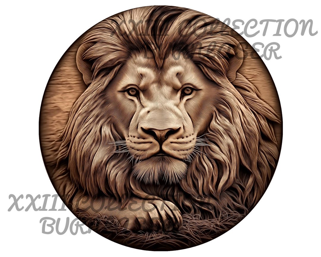 Laser Engraving PNG File: 3D Illusion Lion ,wood Decor, Lightburn ...