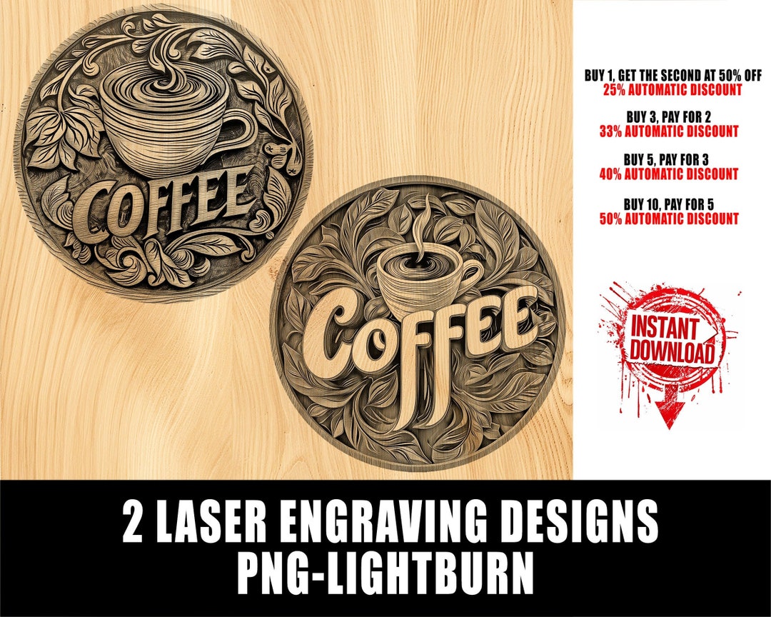 Coffee Sign Laser Engraving Design | PNG Lightburn File (digital ...