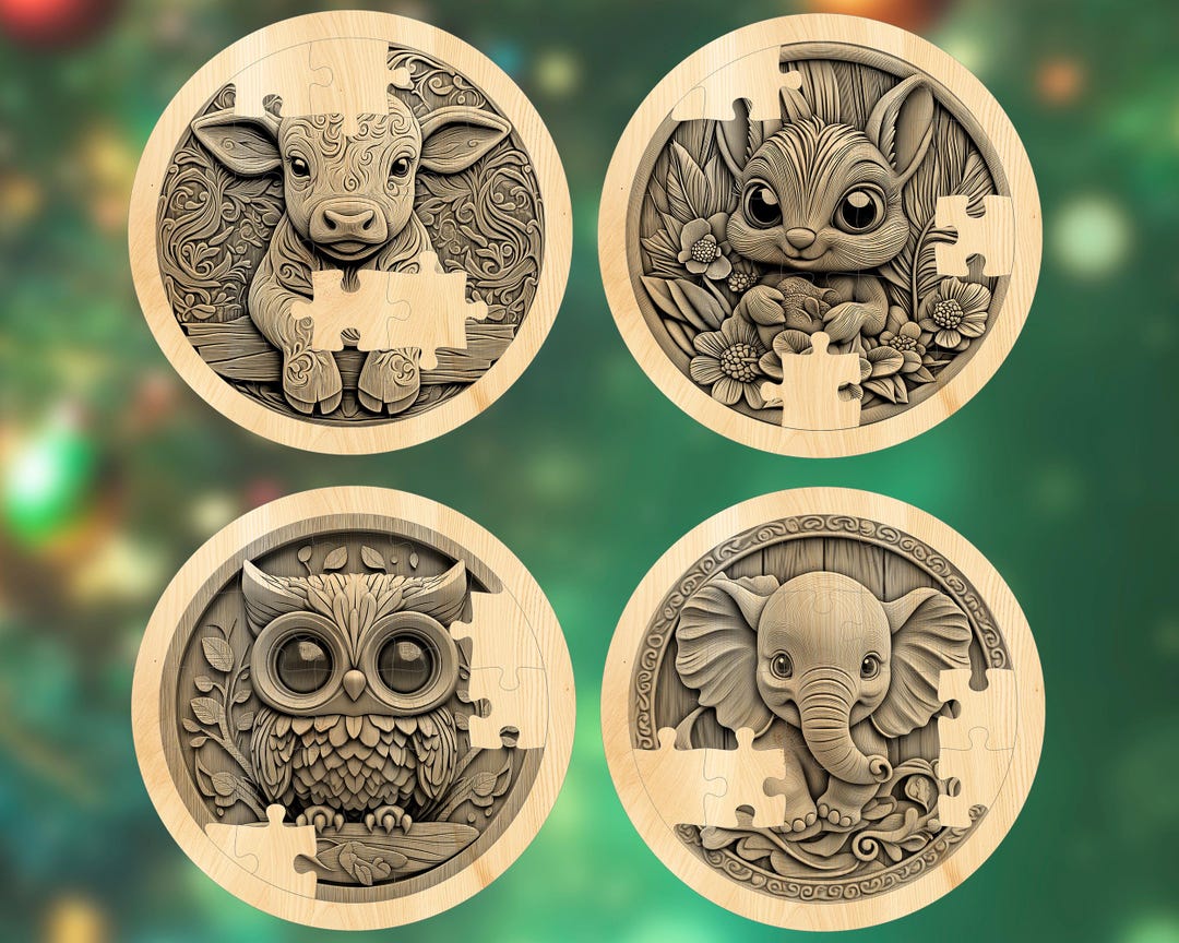 Laser Engraved PNG Kid Puzzles | Baby Animals - 3d Illusion - Ready Cut ...