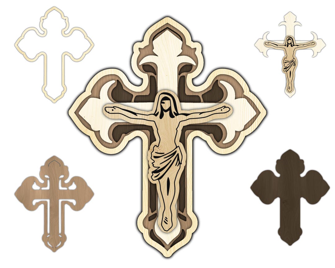 Layered Cross 3D - SVG, DXF, Lightburn File - Engraving SVG - Religion ...