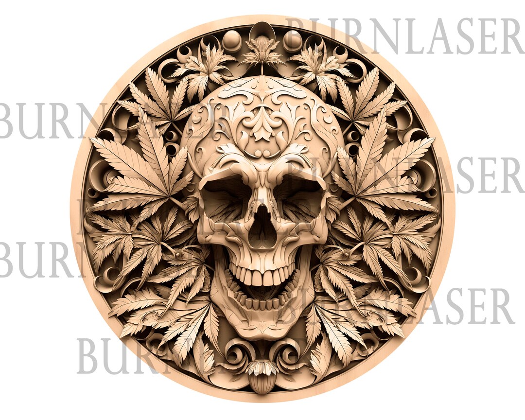 Skull Weed - Laser Engraving File 3d Illusion | PNG and Lightburn File ...