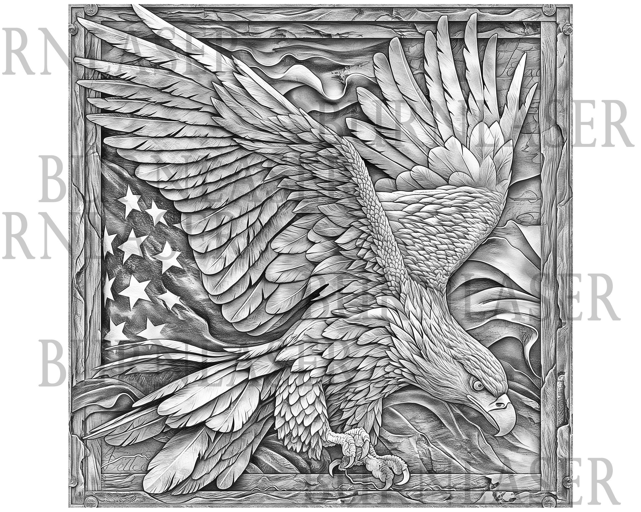 3D American Eagle Laser Engraving File – Wall Art PNG, Lightburn File ...