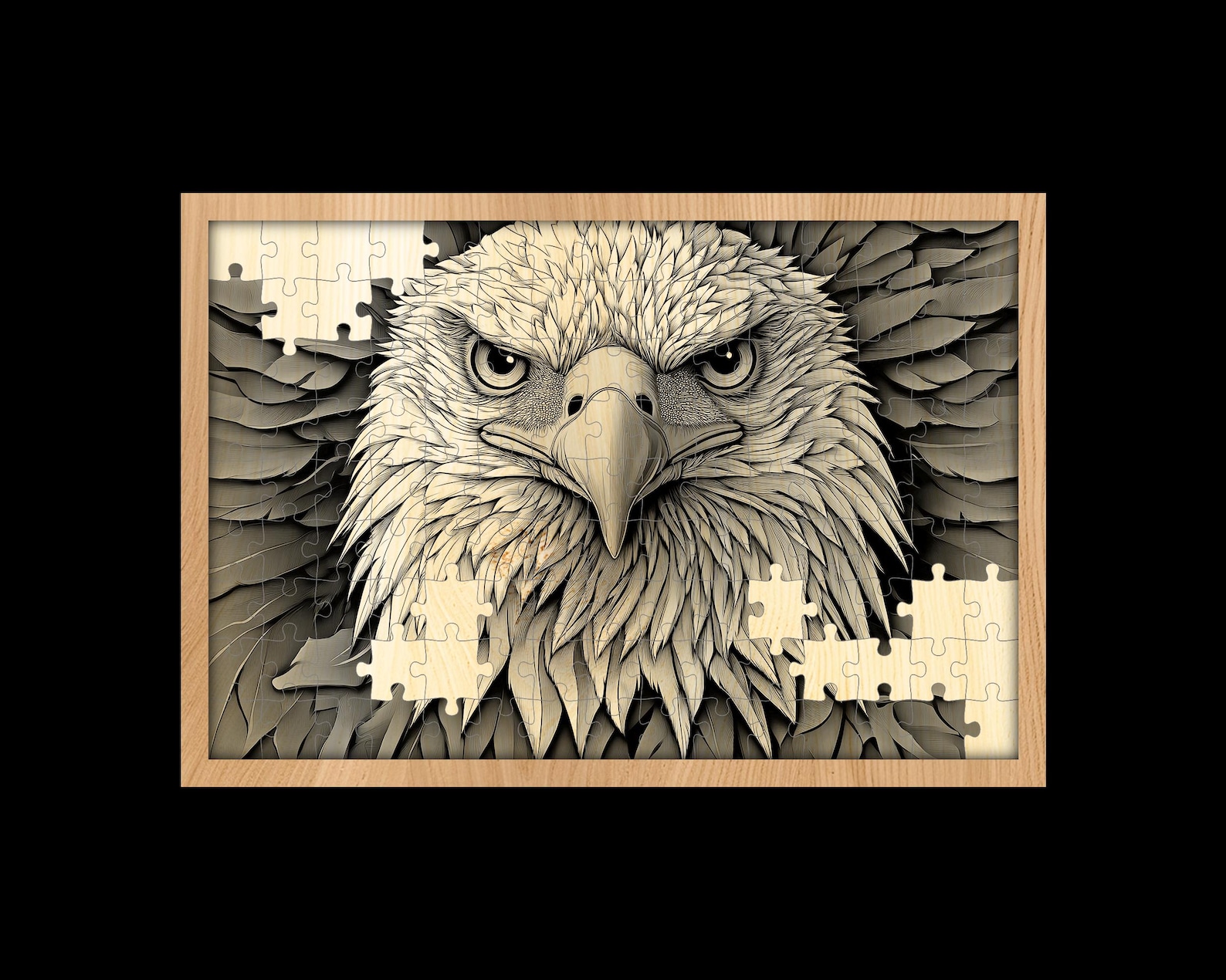Laser Engraved Eagle Puzzle | 135-piece DIY Wood Craft (ready Cut File ...