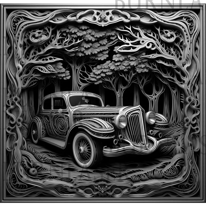 Laser Engraving Classic Car PNG Engraving 3D Illusion - Etsy