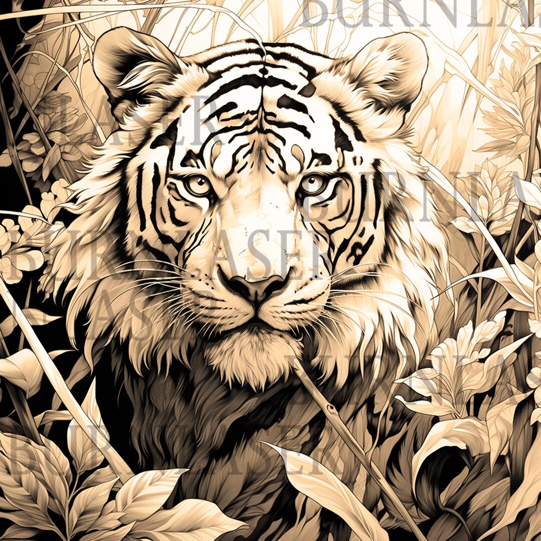 Tiger 3D Illusion Laser Engraving File – PNG, Lightburn (digital ...