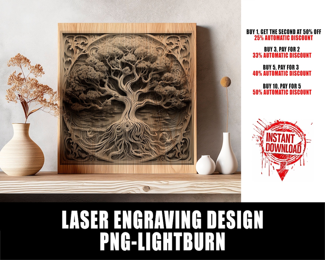 Tree of Life Laser Engraving File 3d Illusion PNG and Lightburn File ...