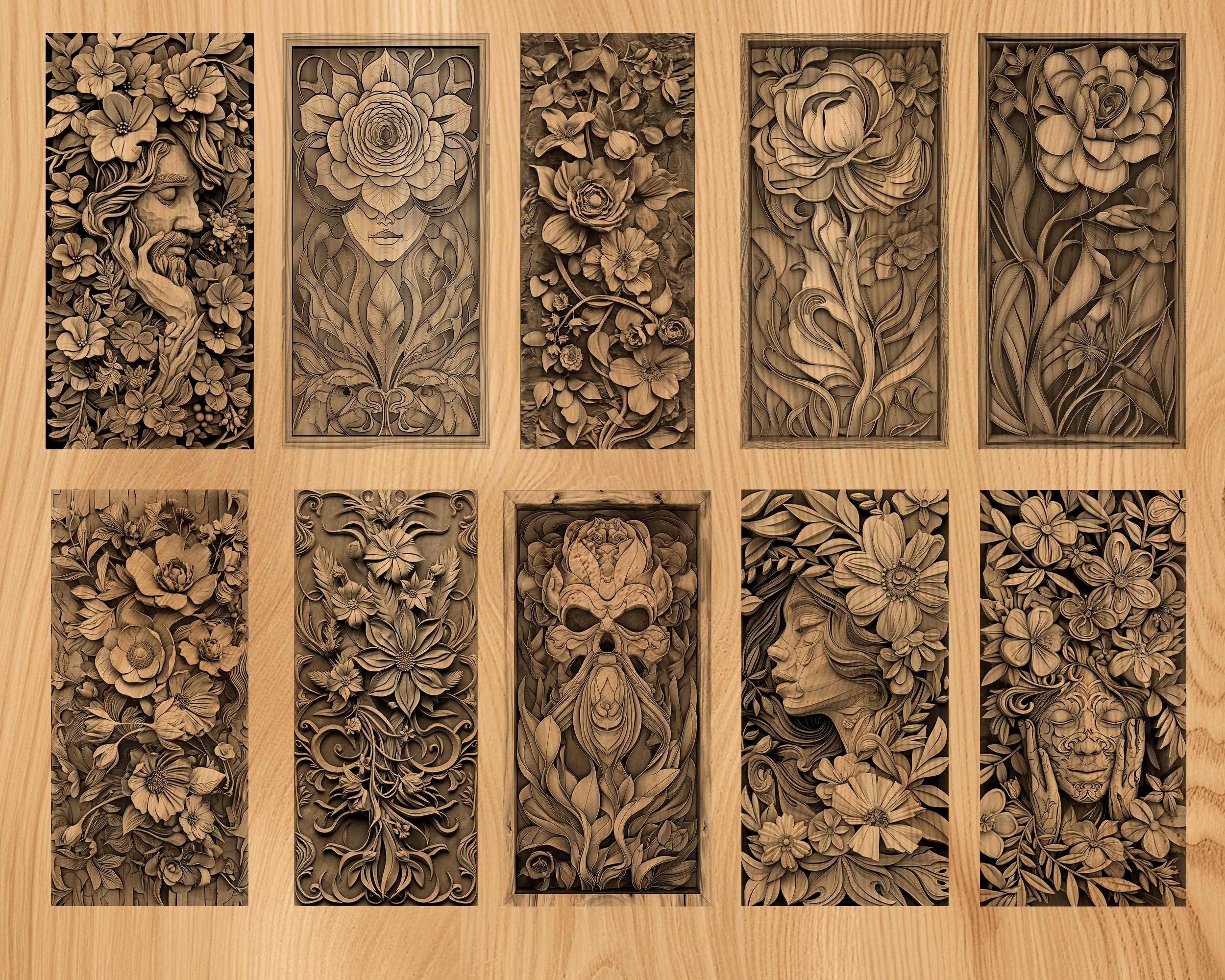 26 Floral Laser Engraving Designs | PNG Lightburn Files (digital ...