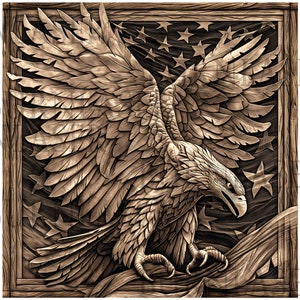 3D Eagle Laser Engraving File – Wall Art PNG, Lightburn (digital ...