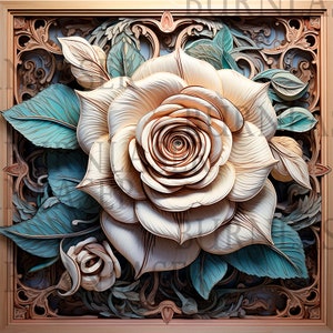 3D Rose Laser Engraving File – Wall Art Design (PNG & Lightburn) - Etsy