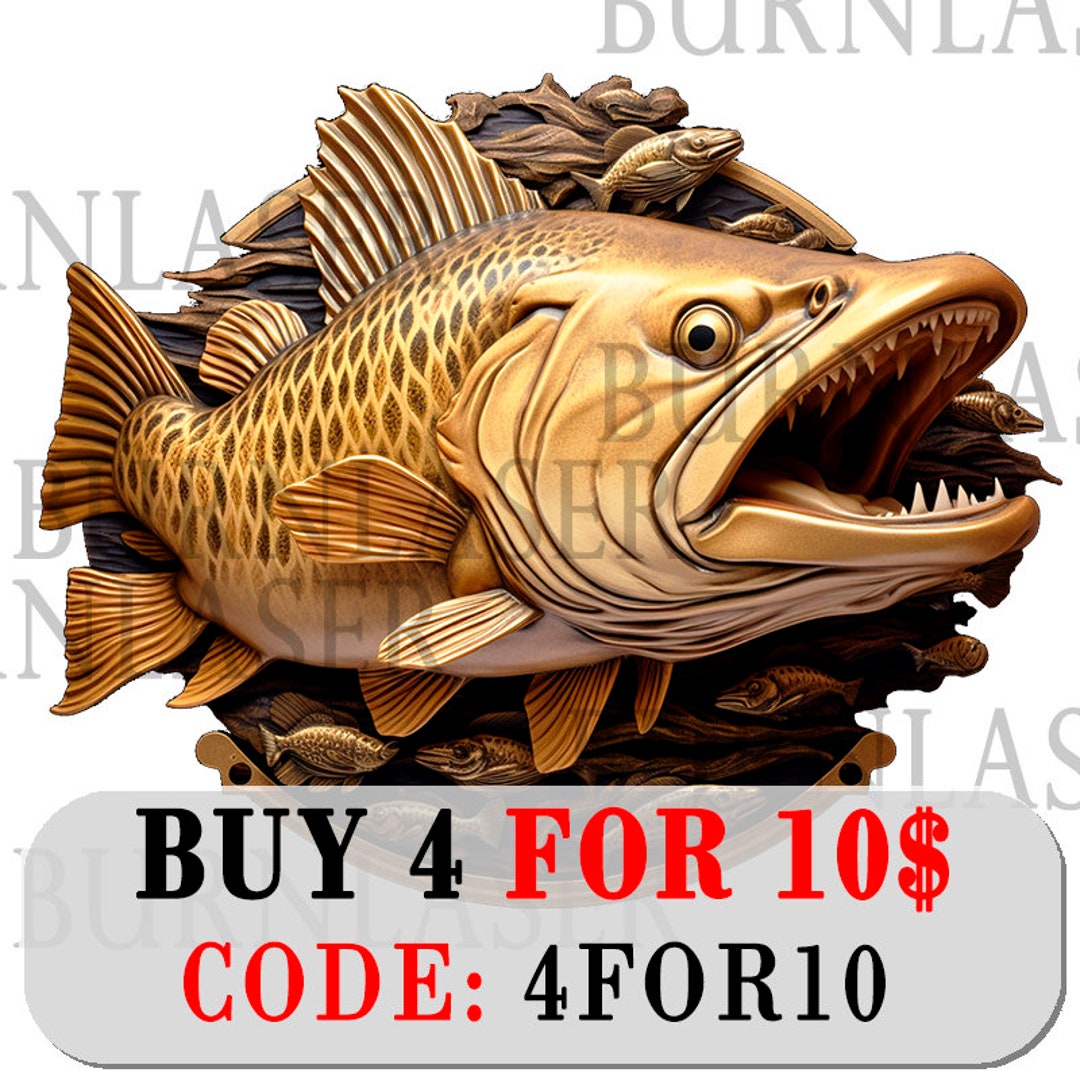 Laser Engraving Fish Engraved PNG Engraving 3D Illusion - Etsy