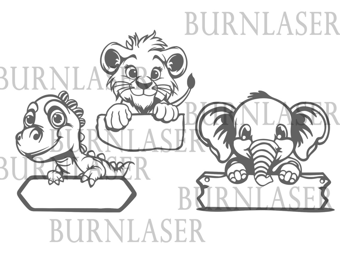 Animal Name Sign Laser Cut File | Kids Room Decor (SVG DXF Lightburn ...