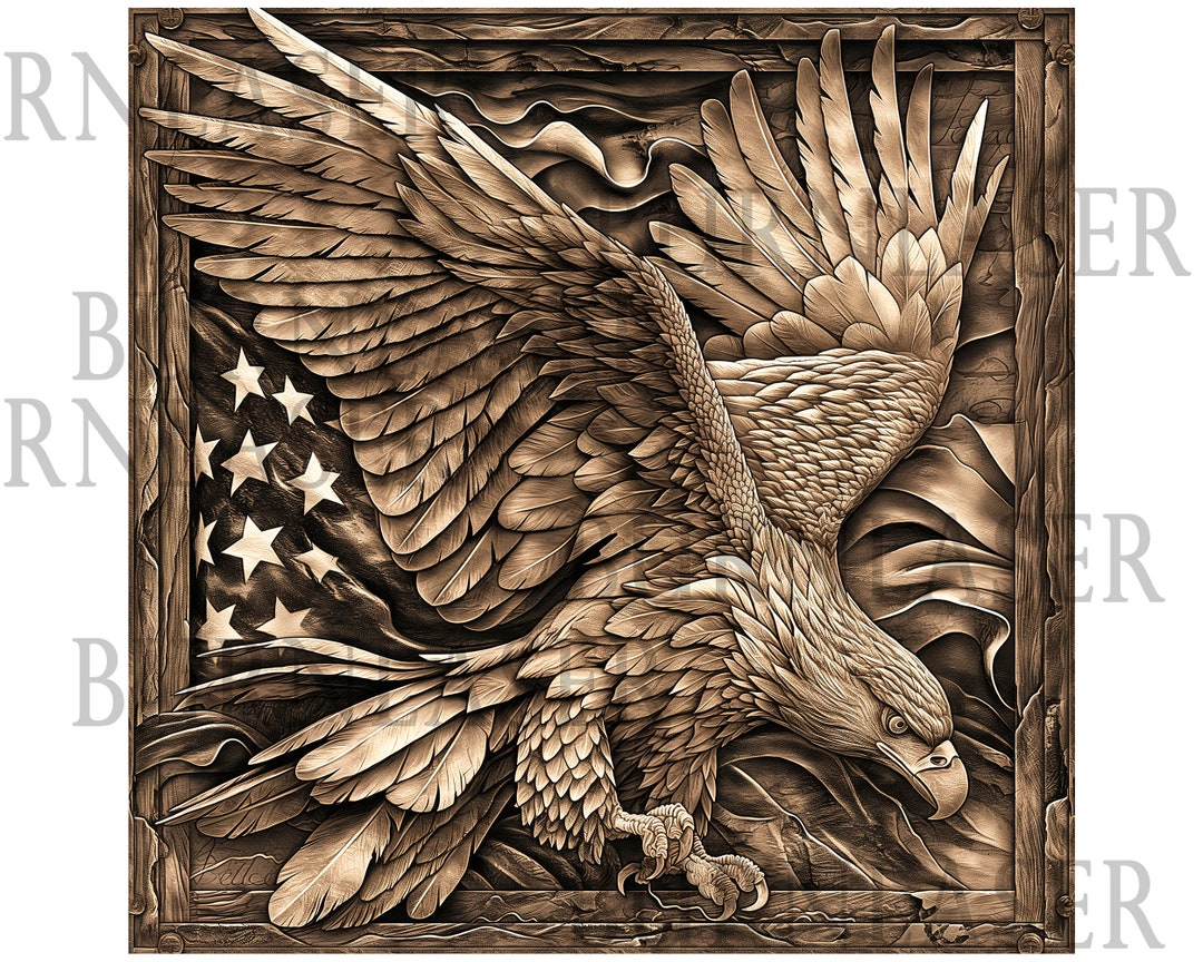 3D American Eagle Laser Engraving File – Wall Art PNG, Lightburn File ...