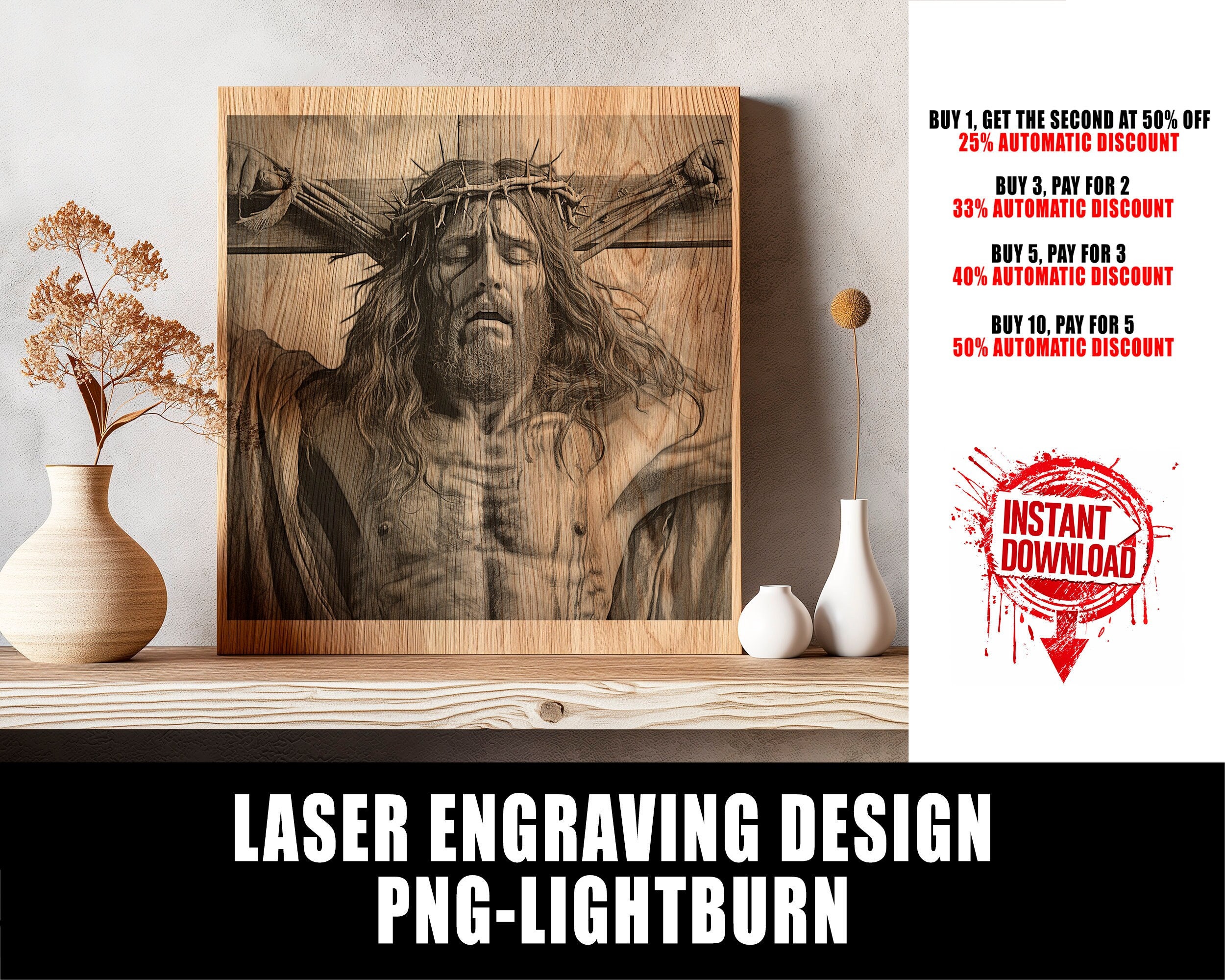 Jesus Laser Engraving File – 3D Illusion, Wall Art (PNG & Lightburn) - Etsy
