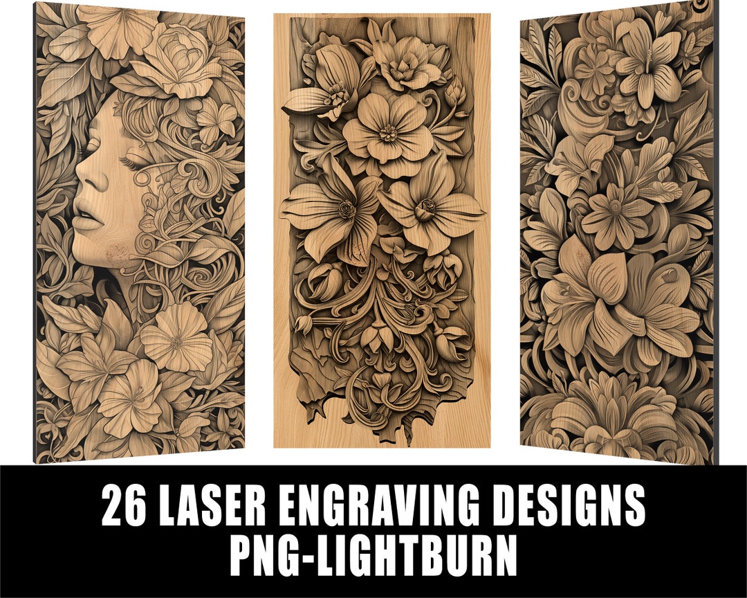 Mega Bundle X26 Laser Engraving Designs PNG | Artful Laser Wall Art ...