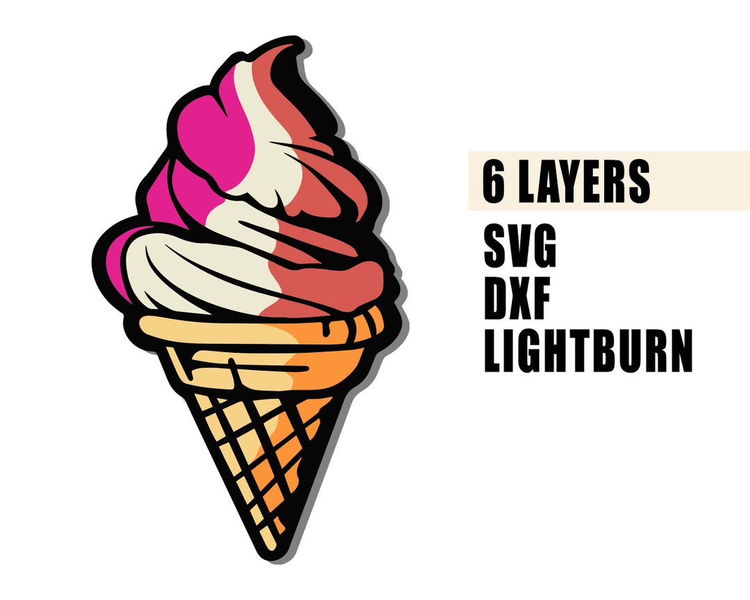 Ice Cream Party Laser Cut SVG DXF Lightburn Multilayer 6 Layers | 3D ...
