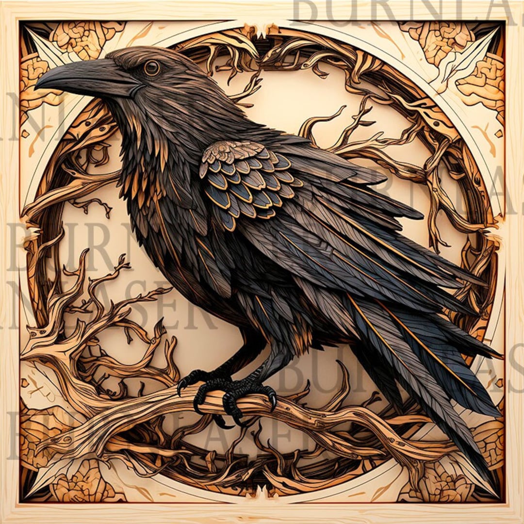Raven - Laser Engraving File 3d Illusion | PNG and Lightburn File ...