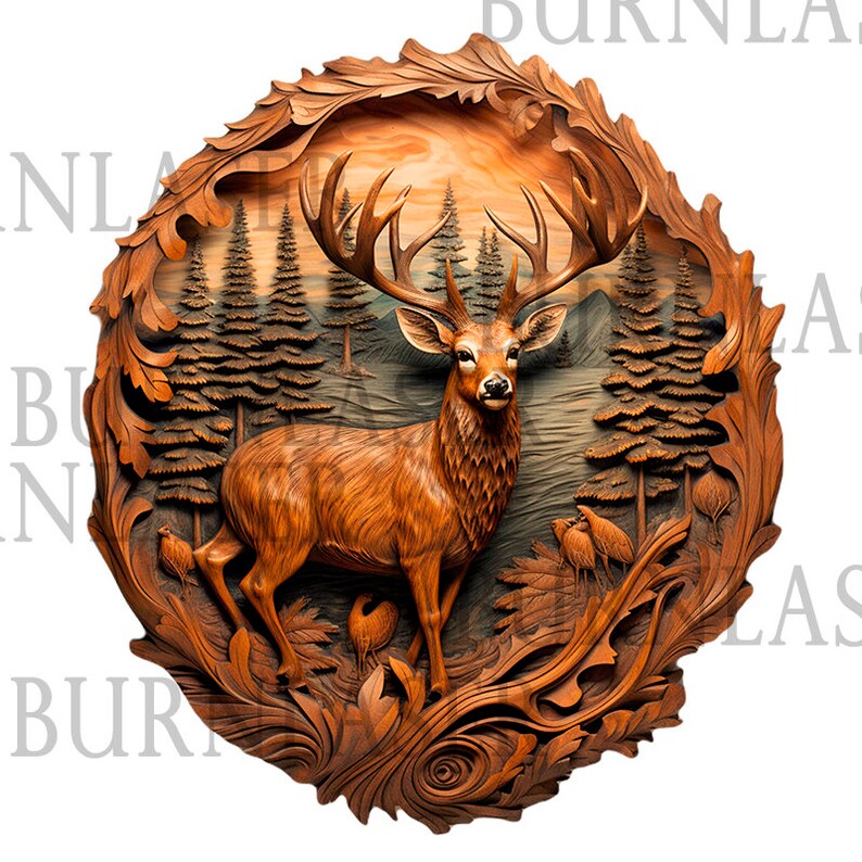 Deer Laser Engraving File – 3D Illusion Wall Art (PNG & Lightburn) - Etsy