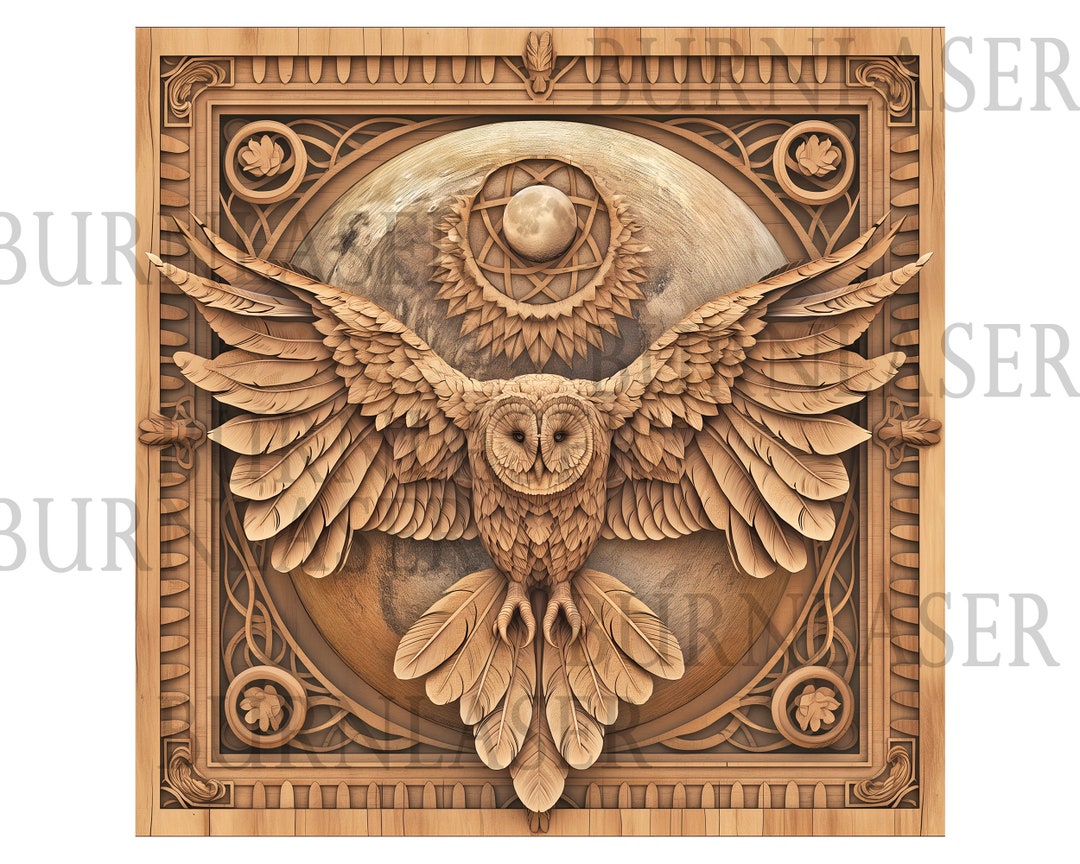 3D Owl Laser Engraving File – Wall Art Design (PNG & Lightburn) - Etsy
