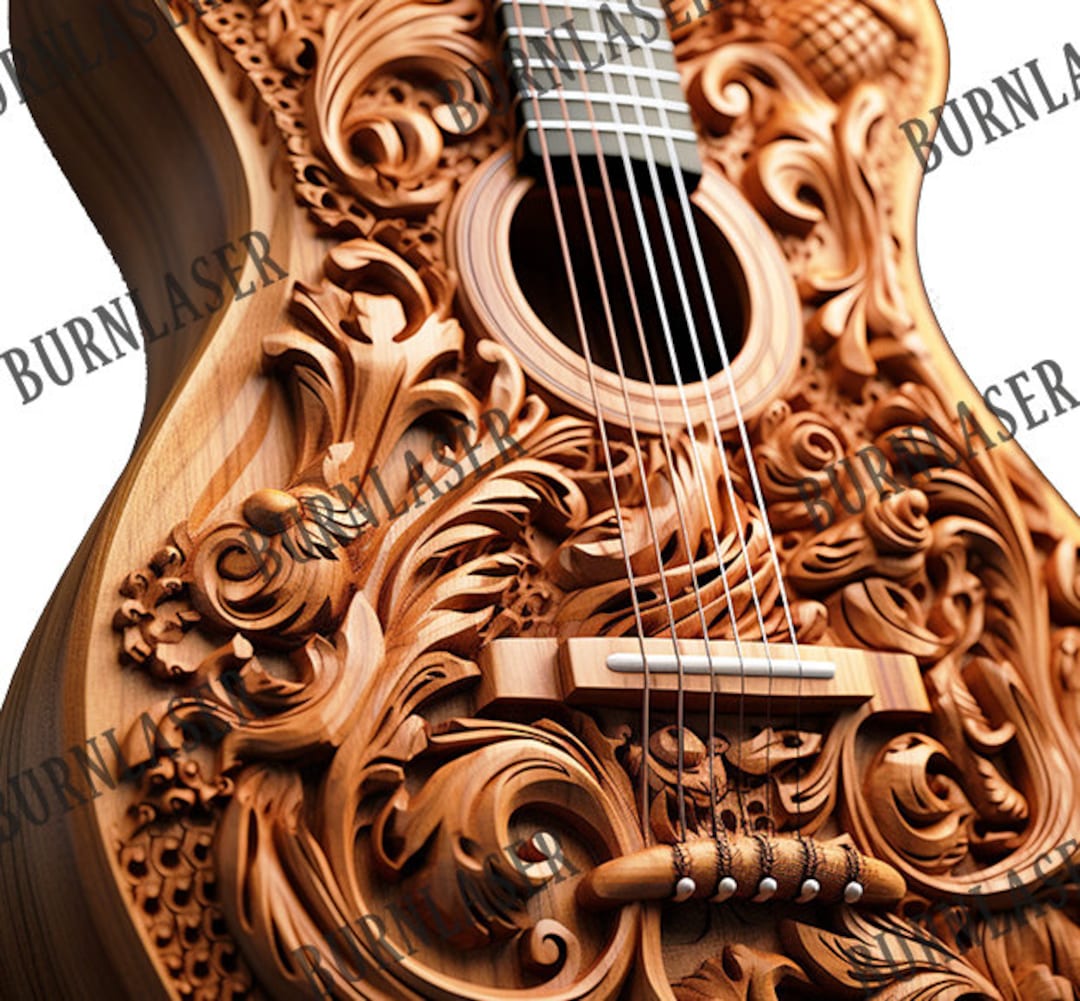 Guitar - Laser Engraving File Illusion | PNG and Lightburn File | Ready ...