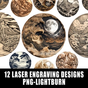 Laser Engraving Design Bundle | 3D Wood Wall Art (PNG Lightburn Files ...