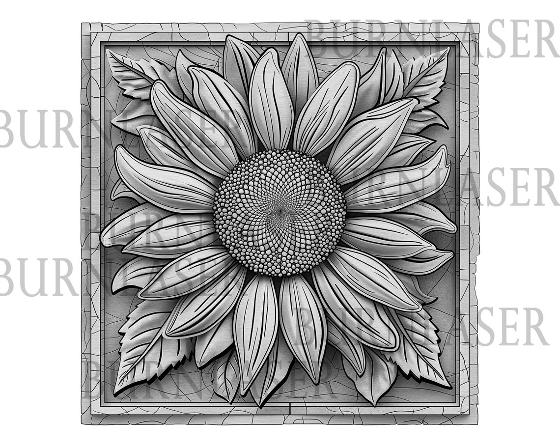 Floral Sunflower Laser Engraving PNG | 3D Illusion, Laser Decor ...