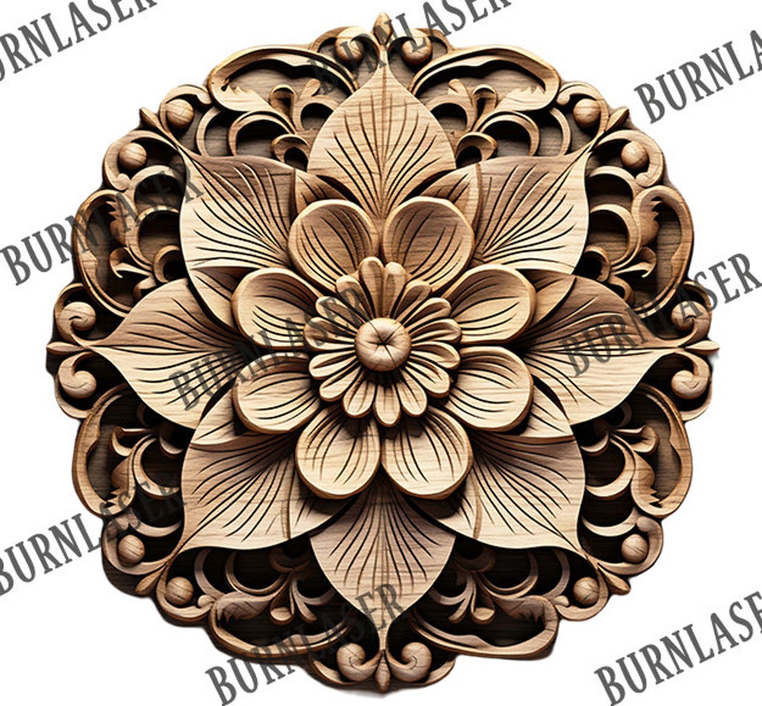 Floral Mandala Laser Engraving Design | Lightburn File (PNG) - Etsy