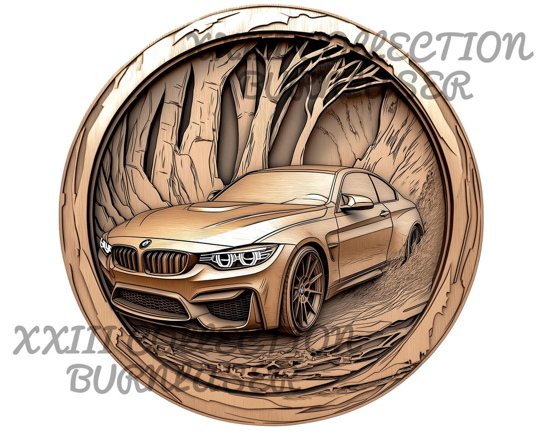 Laser Engraving PNG File: 3D Illusion Car Sign ,wood Decor, Lightburn ...