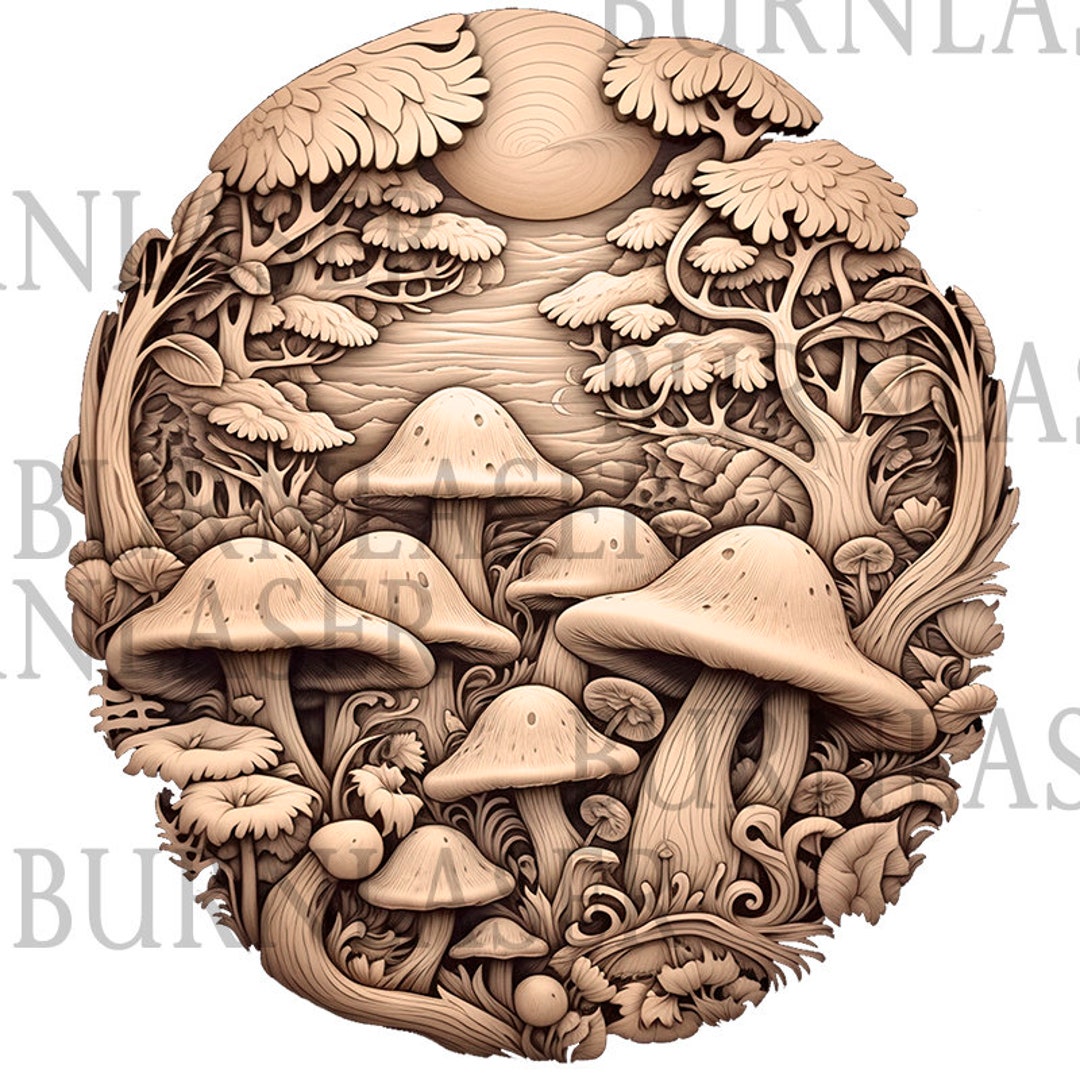 Mushroom 3D Illusion Laser Engraving Design – PNG, Lightburn File - Etsy