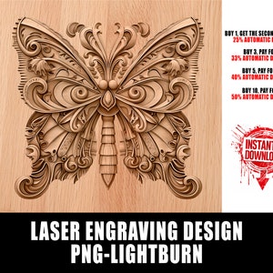 3D Laser Engraving File Illusion Butterfly PNG and Lightburn File Ready ...